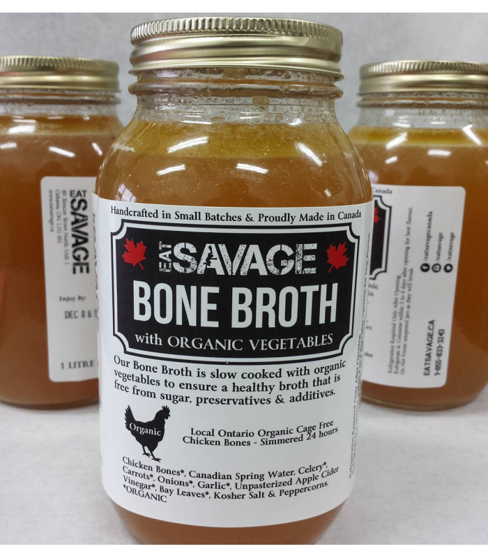 1 litre Organic Chicken Bone Broth & Organic Veggies